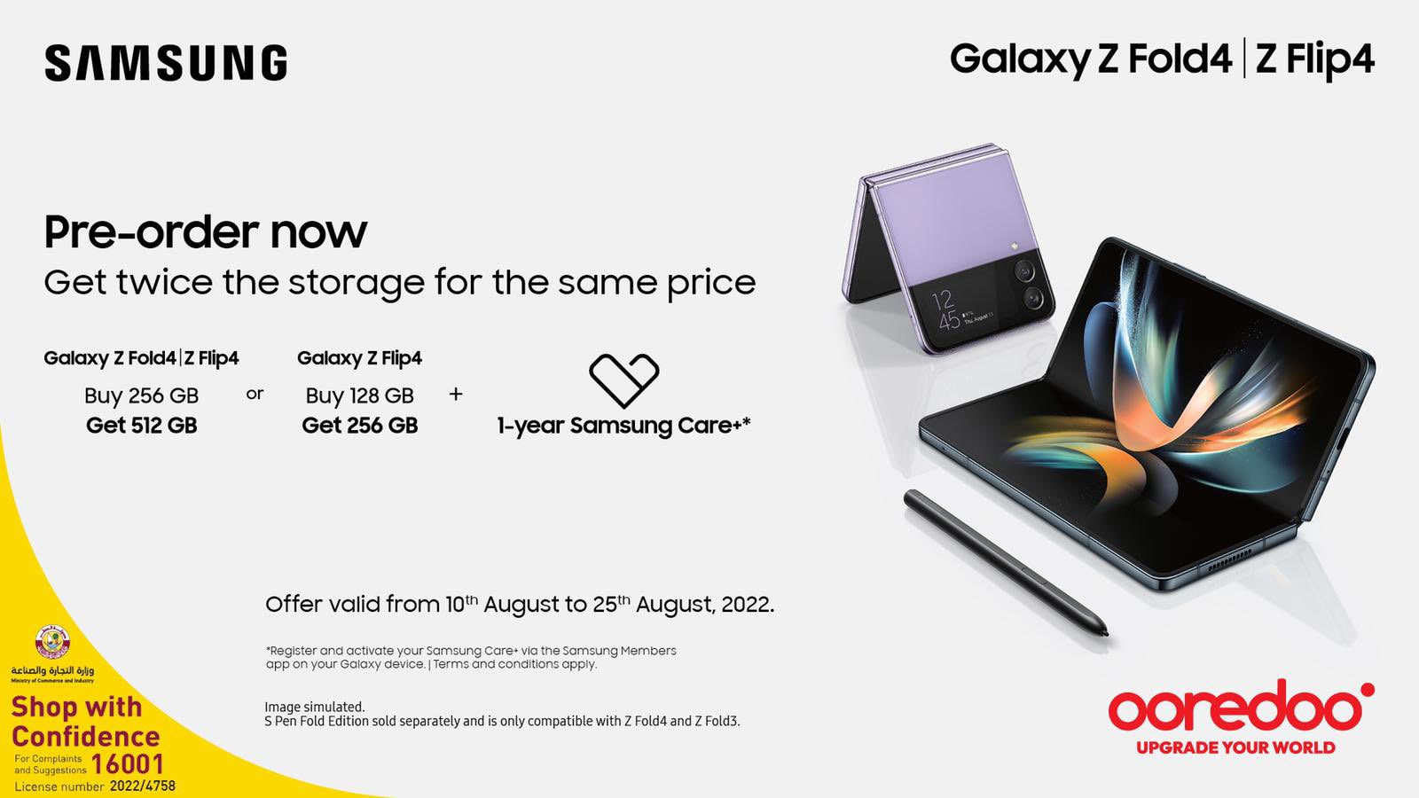 Ooredoo announces pre-order of Samsung Galaxy Z Flip4 and Galaxy Z Fold4 in Qatar - Ooredoo Qatar